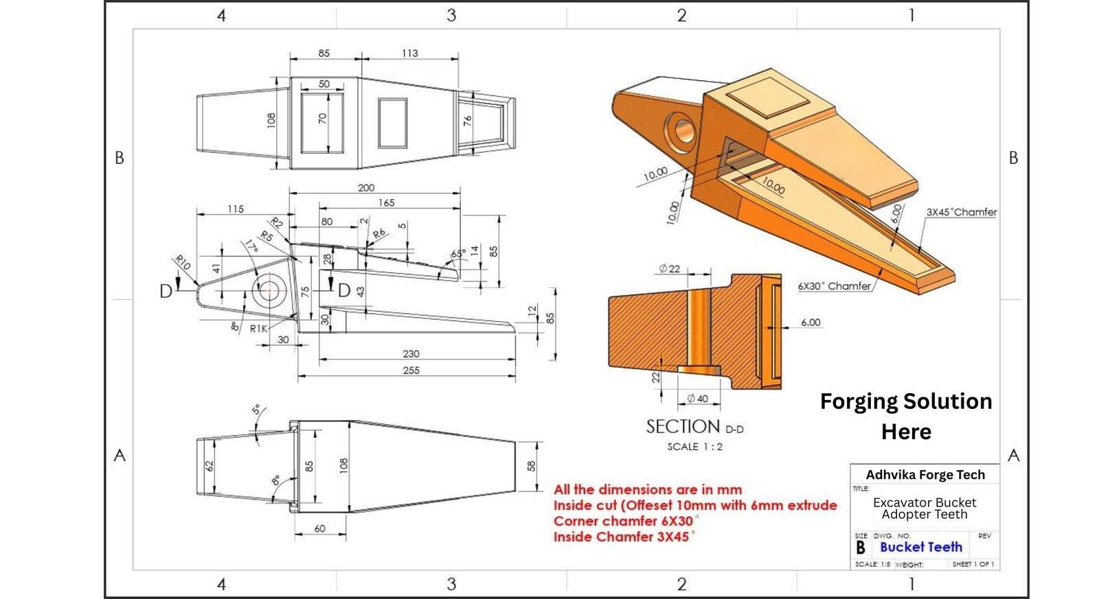 Excavator Bucket Adopter Teeth - Complete Forging Solution